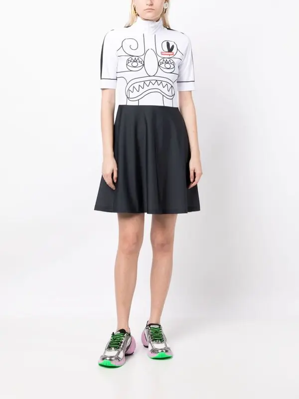 CHARLES JEFFREY Face-print Flared Minidress