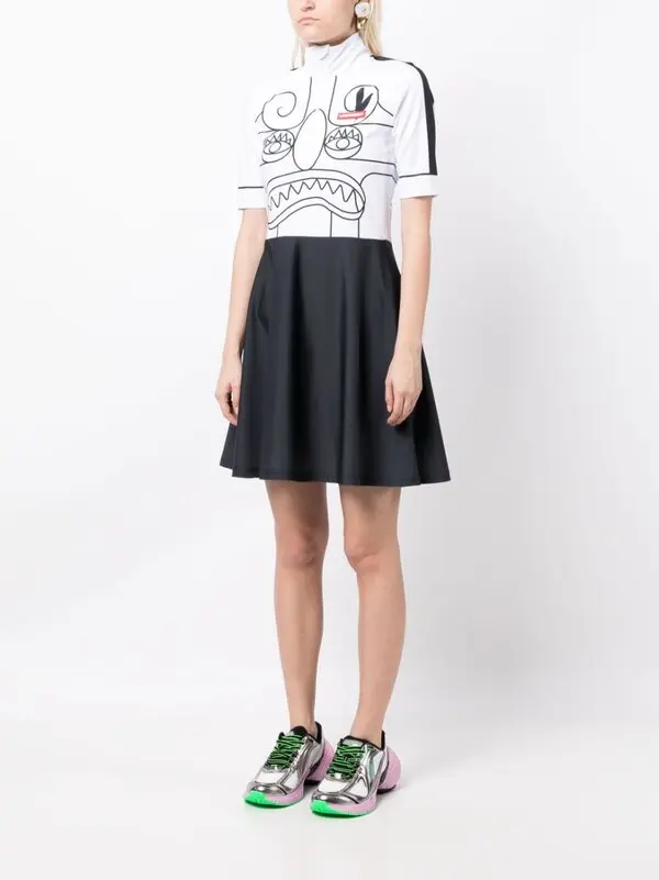 CHARLES JEFFREY Face-print Flared Minidress