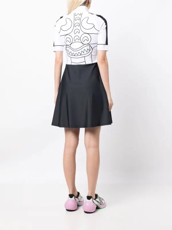 CHARLES JEFFREY Face-print Flared Minidress