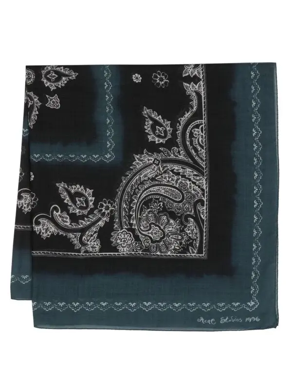 Acne Studios Paisley-print Wool Scarf - Blue
