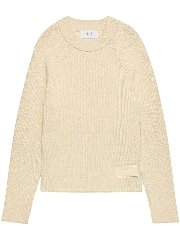 AMI Paris Logo-patch Sweater - Neutrals