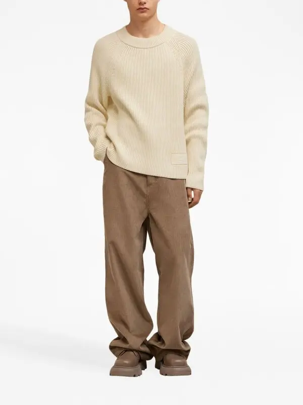 AMI Paris Logo-patch Sweater - Neutrals