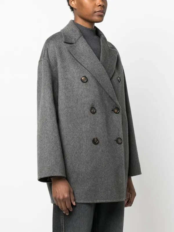Brunello Cucinelli Cashmere Double-breasted Coat - Grey