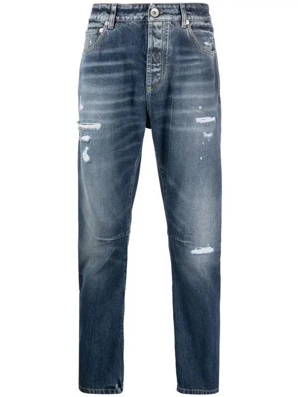Brunello Cucinelli Distressed Slim-cut Jeans