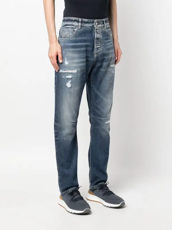 Brunello Cucinelli Distressed Slim-cut Jeans