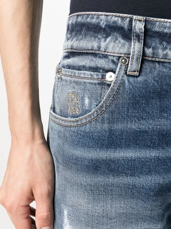 Brunello Cucinelli Distressed Slim-cut Jeans