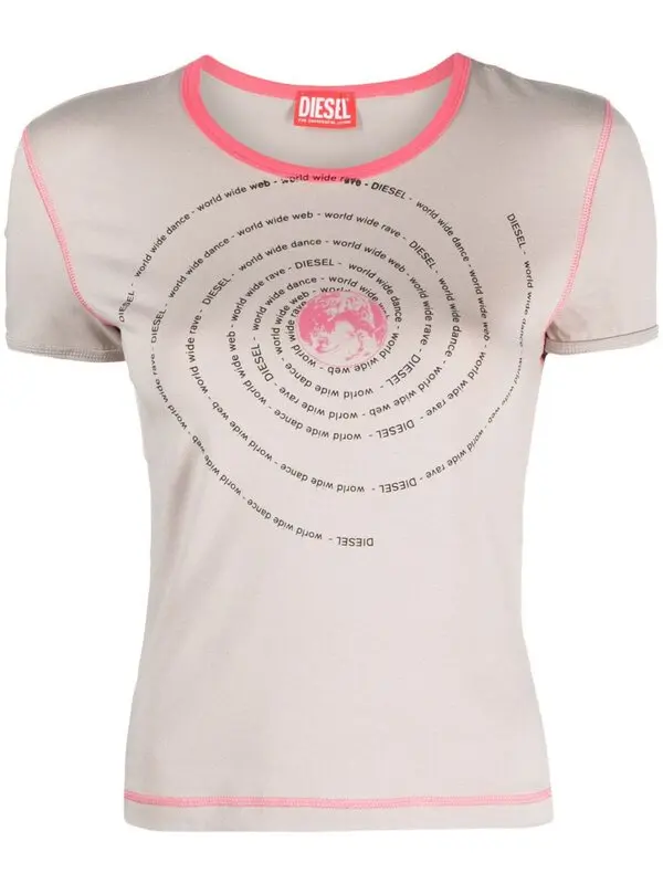 DIESEL® T-uncutie Stretch-cotton T-shirt With Graphic Print - Grey