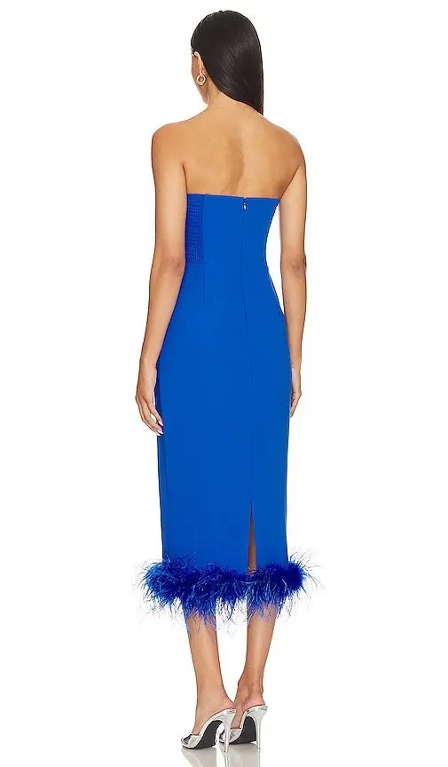 Amanda Uprichard Simpson Feather Hem Dress - Cobalt
