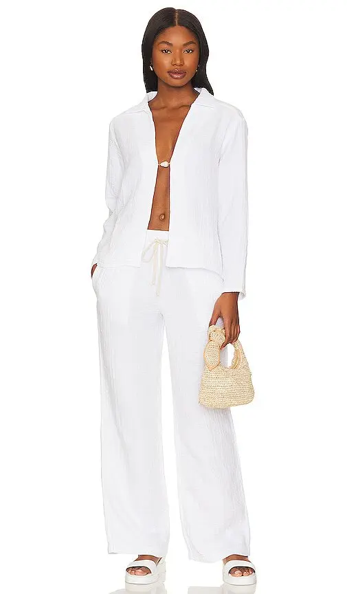 Donni. Bubble Wide Leg Pant In White