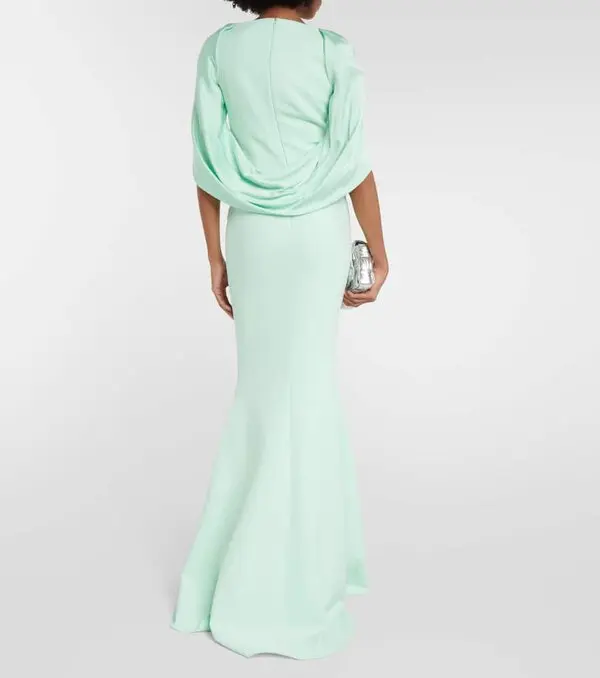 Safiyaa Caped Crêpe Gown