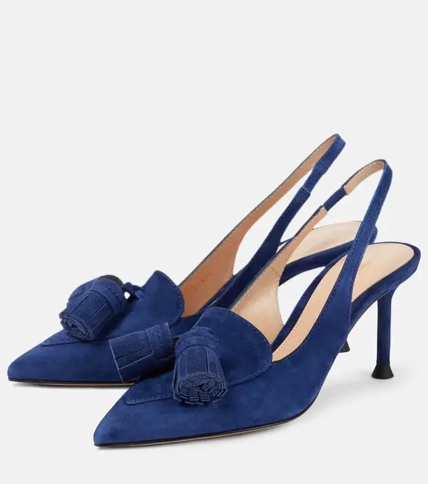 GIANVITO ROSSI Embellished Suede Slingback Pumps