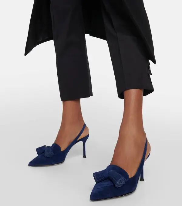 GIANVITO ROSSI Embellished Suede Slingback Pumps