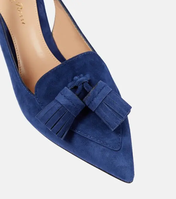 GIANVITO ROSSI Embellished Suede Slingback Pumps