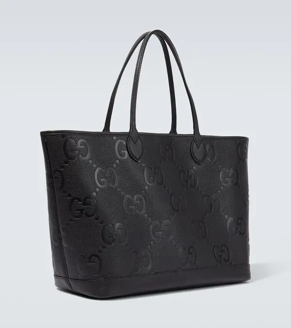 Gucci Jumbo Gg Large Leather Tote Bag - Black | Editorialist