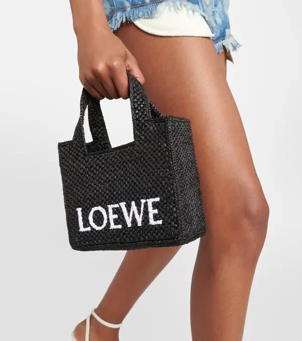 Loewe Mini Raffia Top-handle Bag - Black
