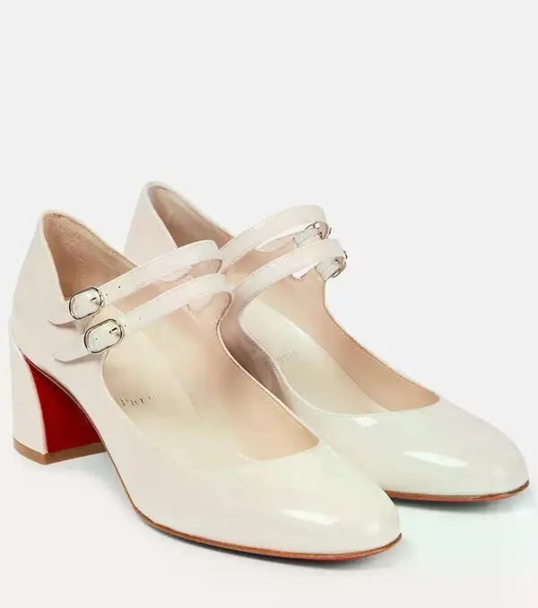 CHRISTIAN LOUBOUTIN Miss Jane Patent Leather Pumps - White