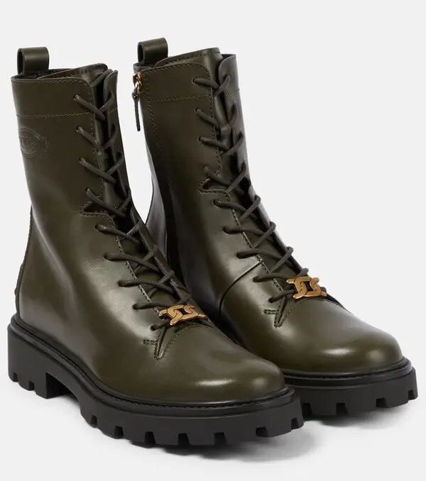 TOD'S Leather Lace-up Boots - White