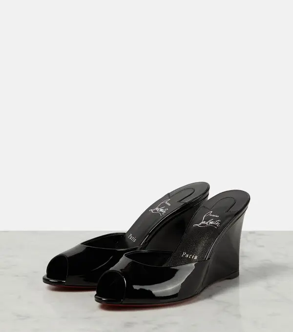 CHRISTIAN LOUBOUTIN Me Dolly Zeppa Patent Leather Sandals - Black
