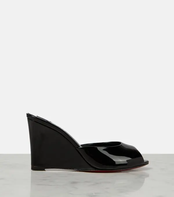 CHRISTIAN LOUBOUTIN Me Dolly Zeppa Patent Leather Sandals - Black