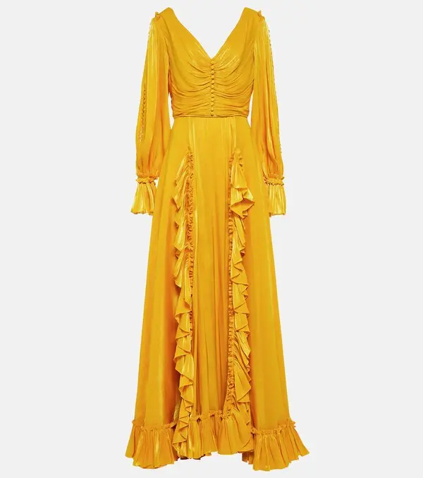 Costarellos Ruffle-trimmed Gown - Yellow