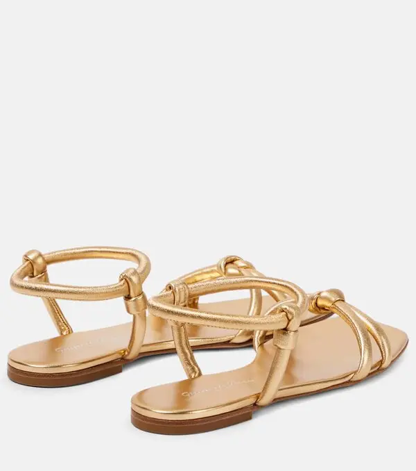GIANVITO ROSSI Juno 05 Metallic Leather Sandals - Gold