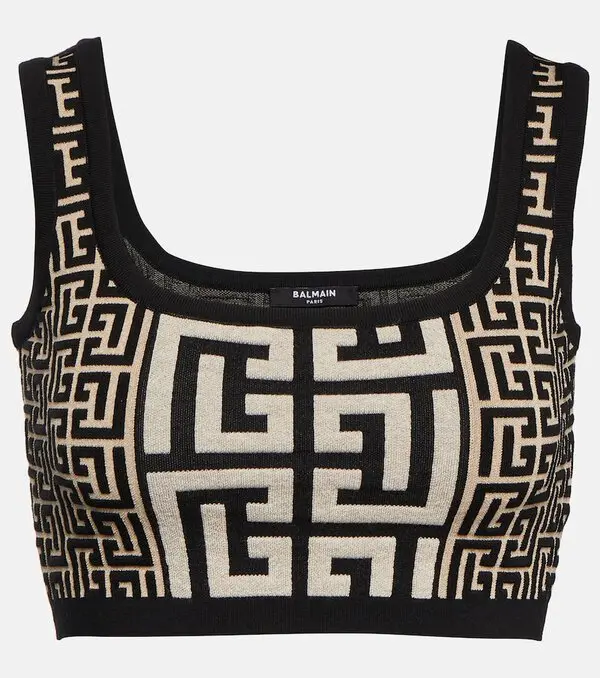 Balmain Monogram Jacquard Crop Top