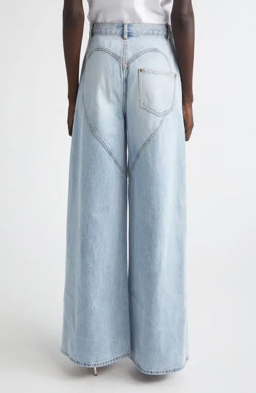 AREA Crystal Slit Wide Leg Jeans