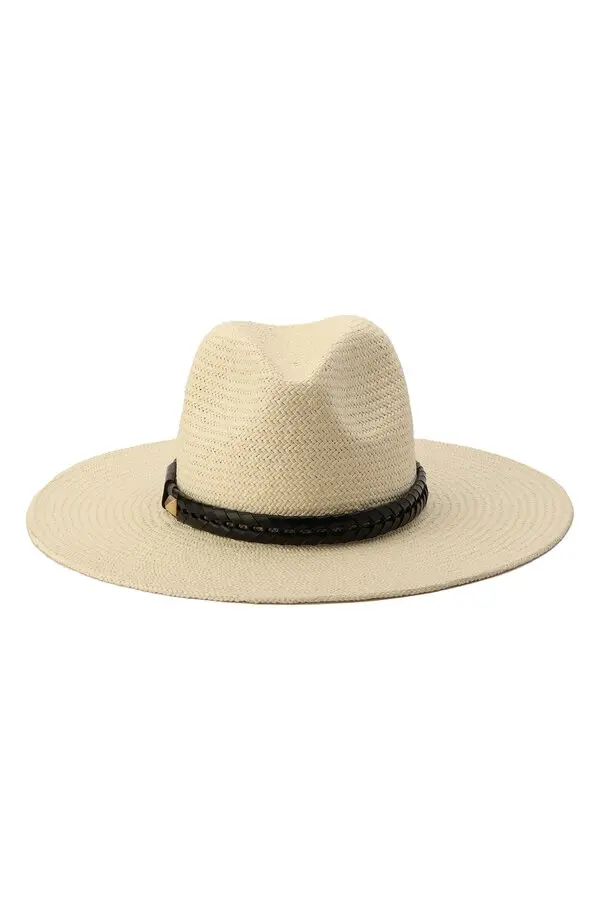 Allsaints Straw Fedora In Cream / Warm Brass - 60% Off  display picture 3