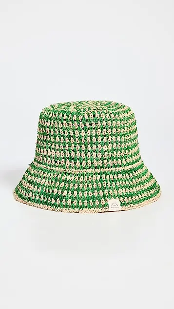 Loeffler Randall Jocelyn Raffia Bucket Hat - Natural/Green  display picture 1