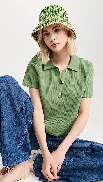 Jocelyn Green Bucket Hat with Heart Design Jocelyn Reversible Terry Bucket Hat Green w/ Heart One Size  main image 3