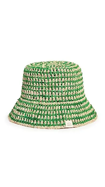 Loeffler Randall Jocelyn Raffia Bucket Hat - Natural/Green  display picture 3