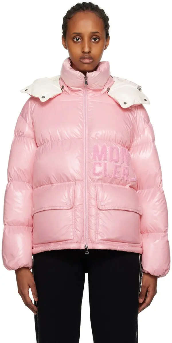 Moncler Womens Moncler Pink Jacket With Fur Moncler Puffer Coat