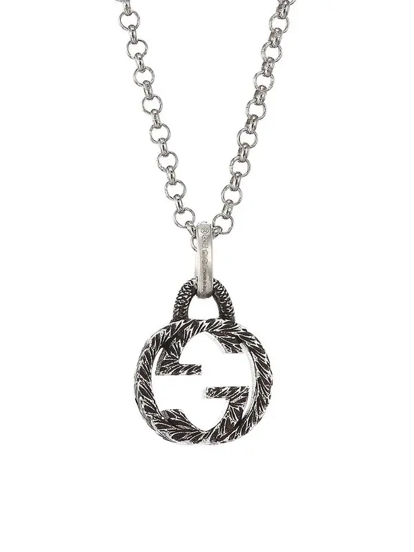 Gucci Gg Interlocking Sterling Logo Charm Pendant Necklace