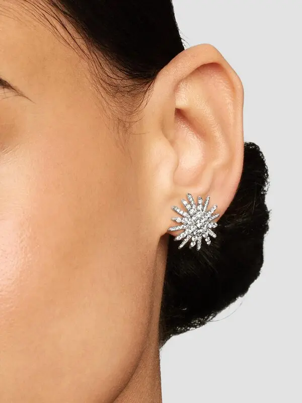 David Yurman Starburst Stud Earrings In Sterling With Diamonds, 19mm