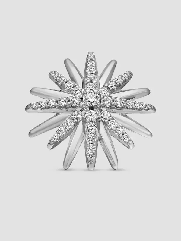 David Yurman Starburst Stud Earrings In Sterling With Diamonds, 19mm