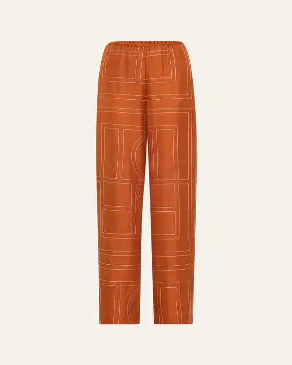 TOTEME Monogram Silk Pajama Bottoms - Rustcopper