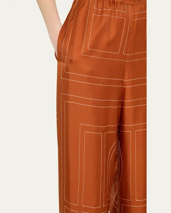 TOTEME Monogram Silk Pajama Bottoms - Rustcopper