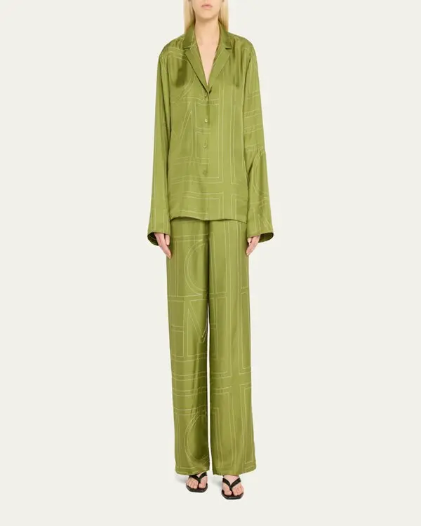 TOTEME Monogram Silk Pajama Bottoms - Rustcopper