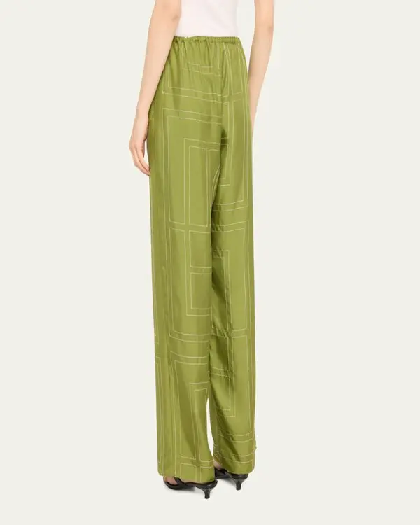 TOTEME Monogram Silk Pajama Bottoms - Rustcopper