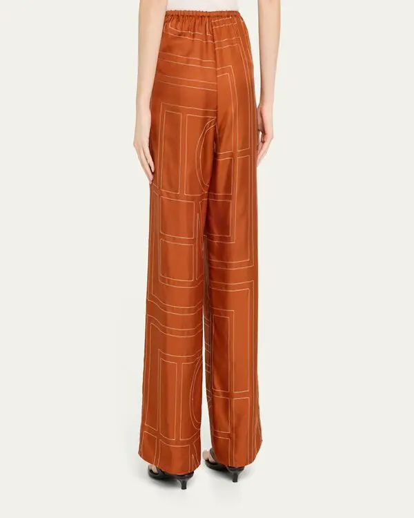 TOTEME Monogram Silk Pajama Bottoms - Rustcopper