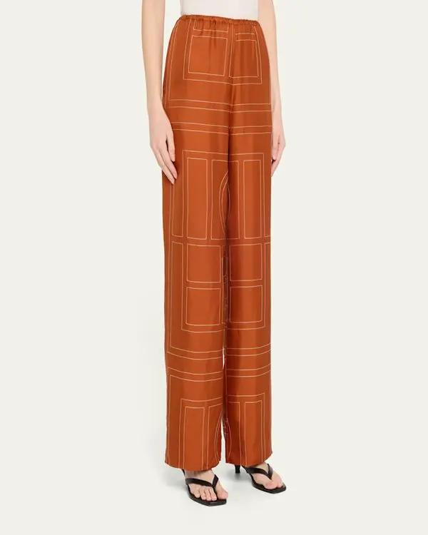 TOTEME Monogram Silk Pajama Bottoms - Rustcopper