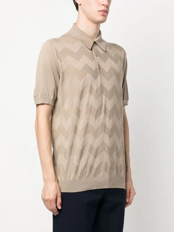 Kiton Wave-pattern Short-sleeve Polo Shirt
