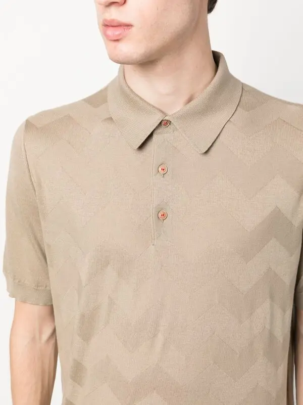 Kiton Wave-pattern Short-sleeve Polo Shirt