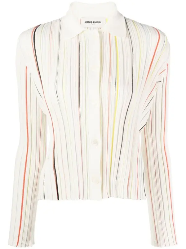 Sonia Rykiel Paris Striped Cotton-blend Cardigan - White
