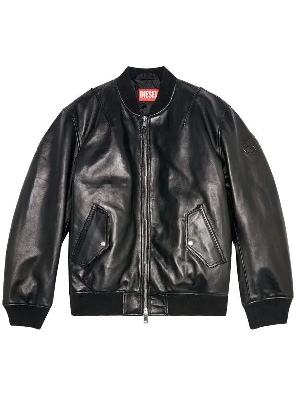 DIESEL® L-pritts Zip-up Padded Leather Jacket - Black