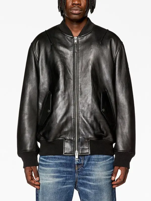 DIESEL® L-pritts Zip-up Padded Leather Jacket