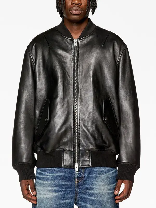 DIESEL® L-pritts Zip-up Padded Leather Jacket