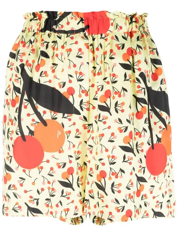 Sonia Rykiel Paris Cherry-print Twill Shorts - Yellow