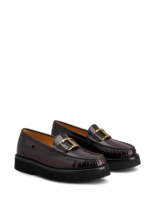 TOD'S Logo Buckle Leather Loafers