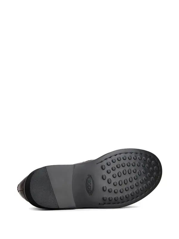 TOD'S Logo Buckle Leather Loafers